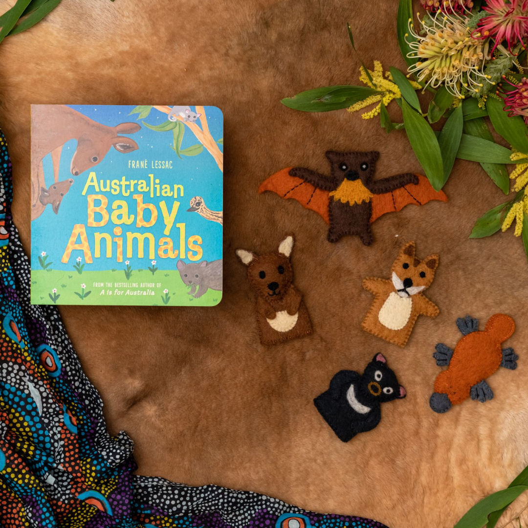 "Australian Baby Animals" By Frané Lessac (Book and Finger Puppet Set ...